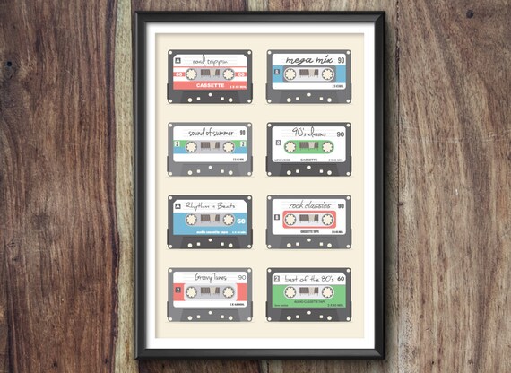 Retro Mixtape Print Mixtape Poster Mixtape by IdeateCreateStudio