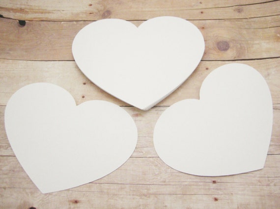 4 inch Cardstock Hearts-White Heart Cutouts-Wedding/Shower
