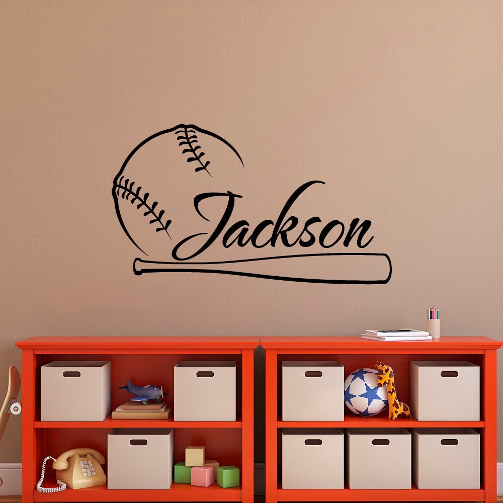 Baseball Wall Decal Name Baseball Personalized Boy Decal Boy
