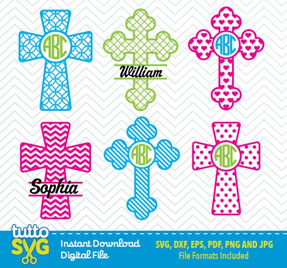 CHRISTIAN CROSS Monogram svg files Silhouette Studio Cricut