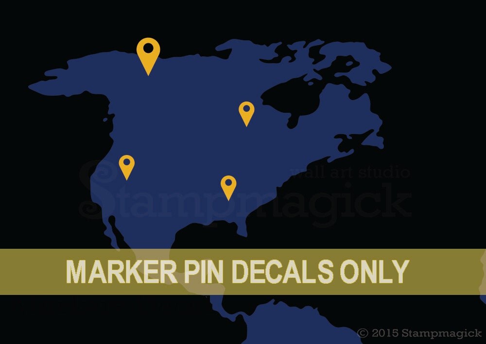 Map Pins Wall Decal Stickers map markers icons vinyl