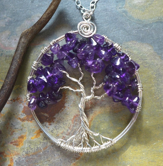 Amethyst Tree of Life Pendant with .925 Sterling by SunVDesigns