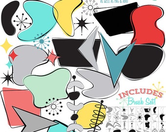 Retro SHAPES 12 Digital Papers pattern set scrapbook blog