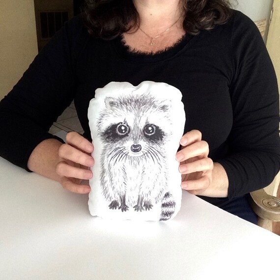 Raccoon pillow. Woodland nursery decor. Animal by MartaDalloul