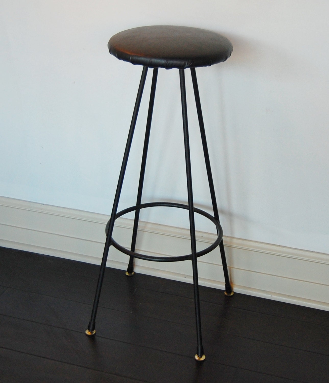 MCM Tuff Stool – Tall Bar Kitchen Drafting Seat / Chair Black Vinyl Top ...