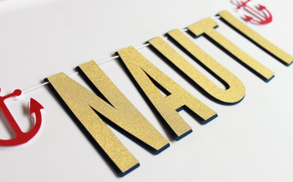 Let's Get Nauti Navy Blue Gold Red & White Nautical