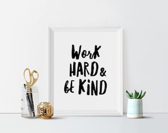 Work hard be kind | Etsy