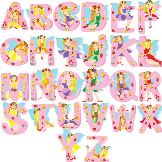 Fairy Wooden Alphabet Letters for Children Names on Doors or
