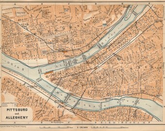 Old pittsburgh map | Etsy