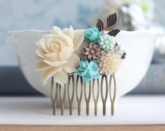 Mint green hair comb | Etsy