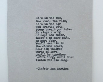 Items similar to In Memory Poem - Sympathy Gift - Loss of Loved One ...
