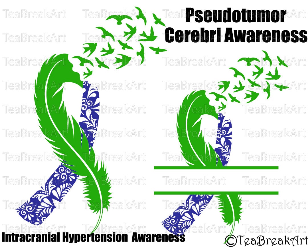 Intracranial Hypertension Awareness Ribbon zentangle bird
