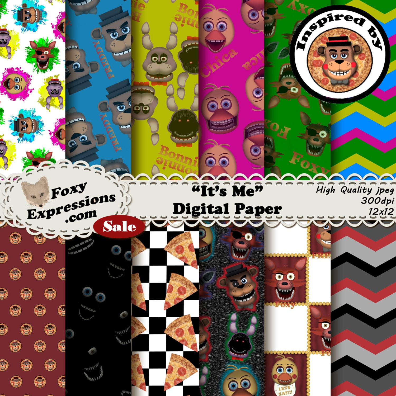 It's Me Digital Paper inspired by 5 nights at Freddys.