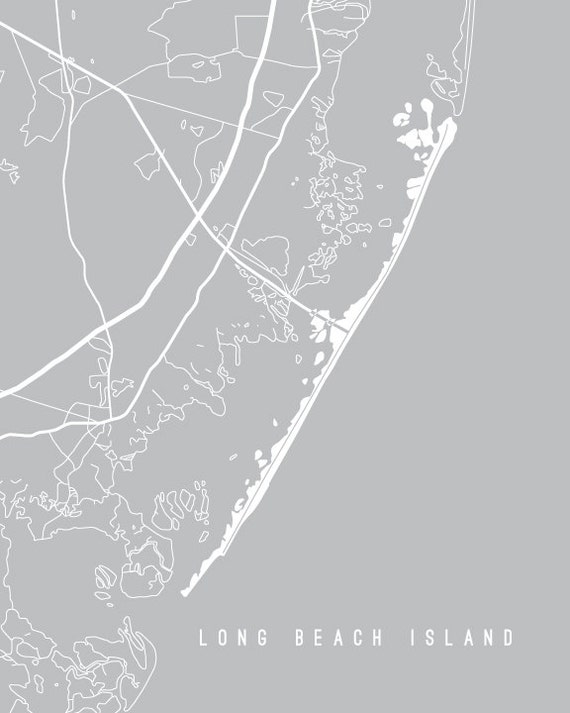 Long Beach Island NJ Map Art Print Your Choice of Size