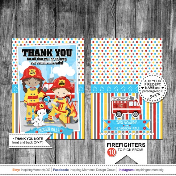 Firefighters Appreciation Thank You Card Thank You From Kids