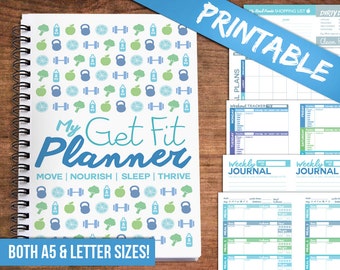 Printable Food & Fitness Diary Journal by PowerSnowDesigns on Etsy