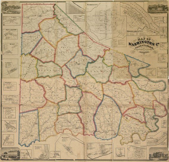 1861 Map of Washington County PA Digital File