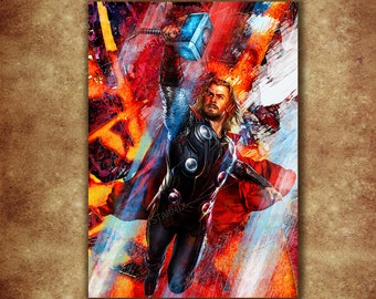Items similar to Thor Print Superhero Avengers Poster Abstract Nursery ...