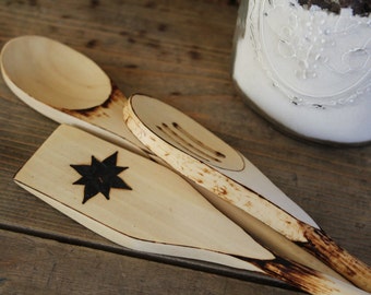 Wood burned spoons | Etsy