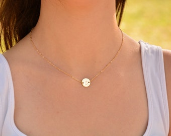 Gold disc necklace | Etsy