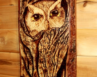 Owl wood burning | Etsy