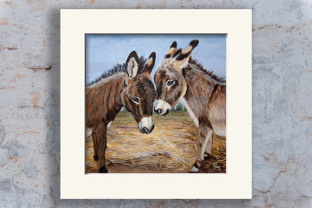 Donkey print farmhouse decor Donkey painting by HeatherSimsArt