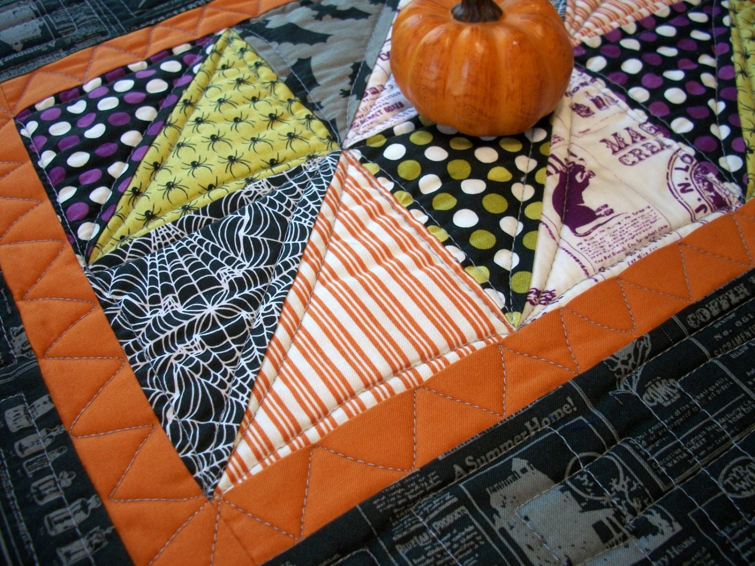 Halloween Table Topper Quilted FREE US Shipping by atthebrightspot