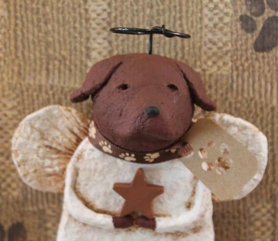 Chocolate Lab Angel OOAK handmade from papier by PapierAngels