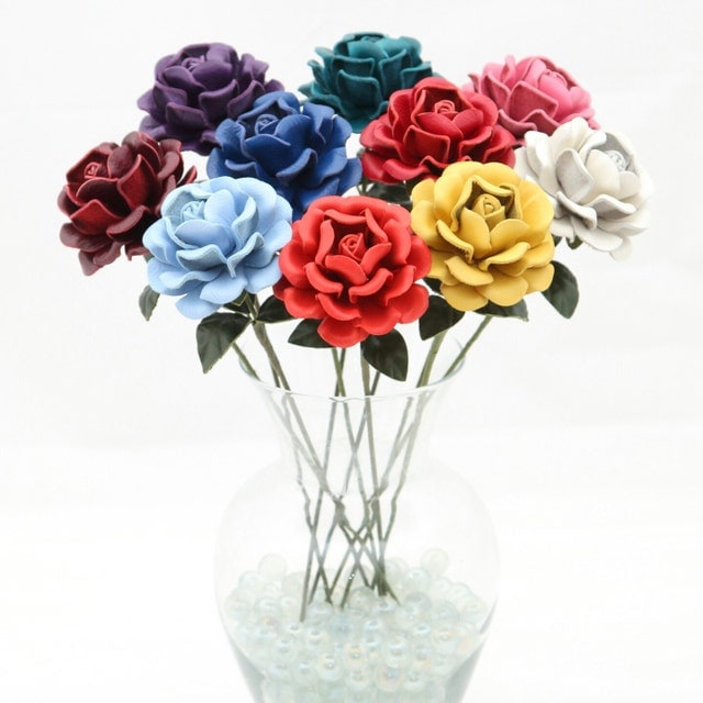 LeatherBlossoms: Long stem leather roses and by Leatherblossoms