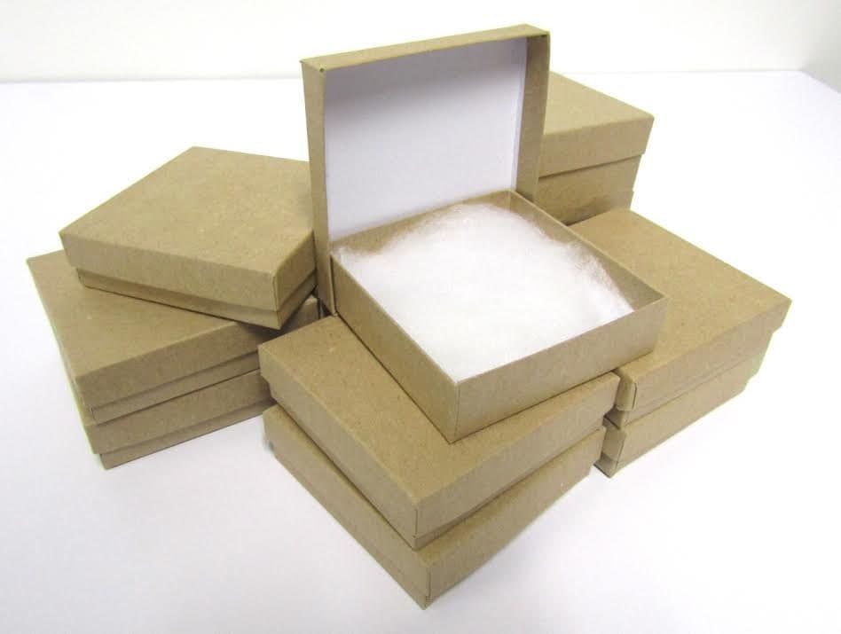 Kraft Boxes 20 count 3.5 x 3.5 x 1 Square Cotton-Filled