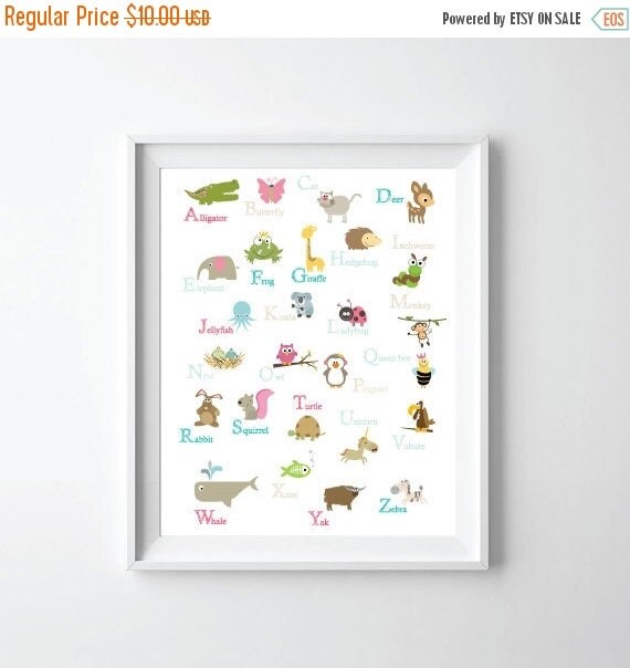 ON SALE Alphabet Poster ABC poster animals by KidODesignStudio