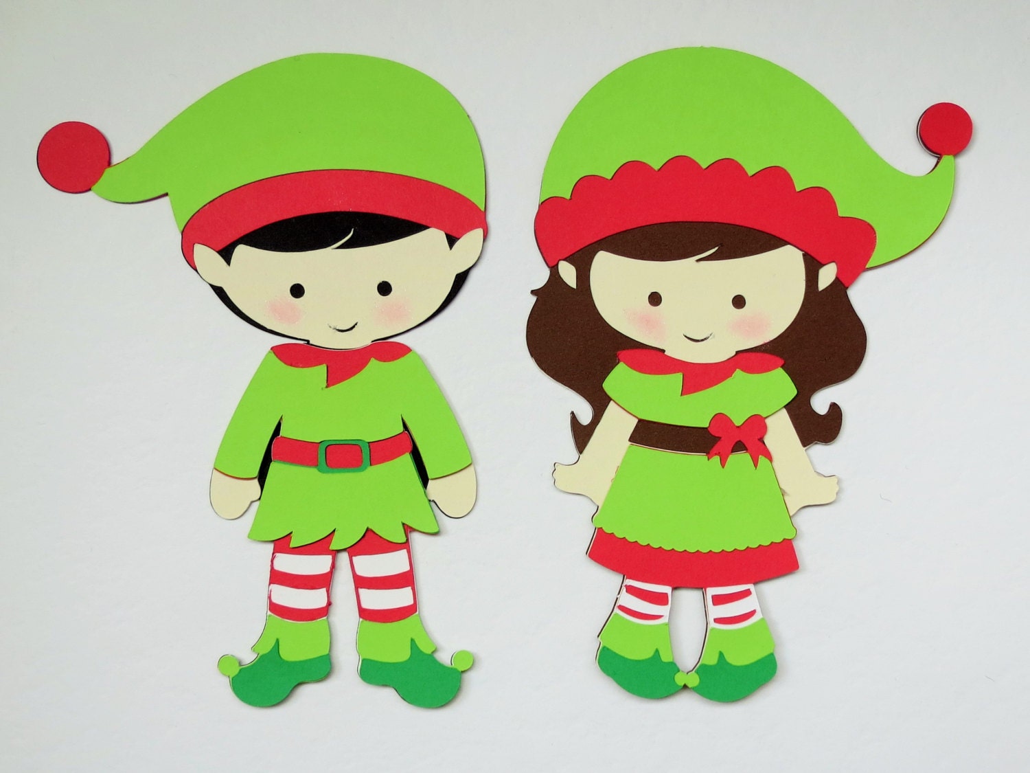 Elf Boy Girl Elves Christmas Paper Die Cut Scrapbook