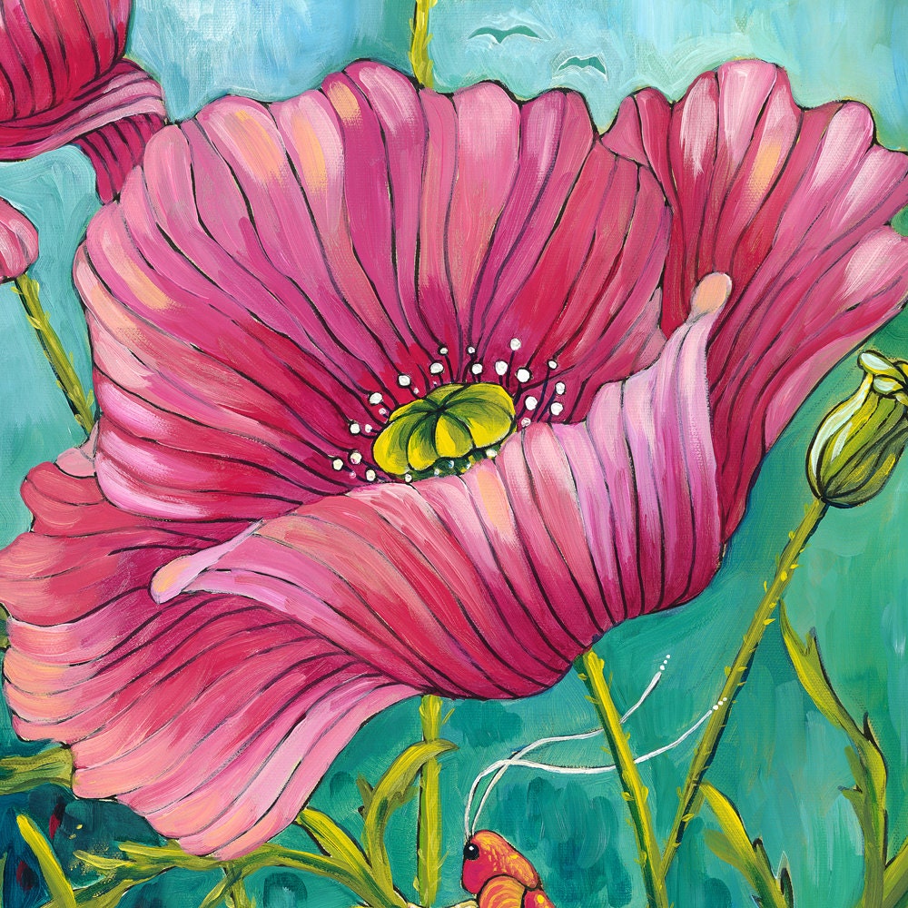 nature inspired whimsical colorful by ReneeThompsonDesigns on Etsy