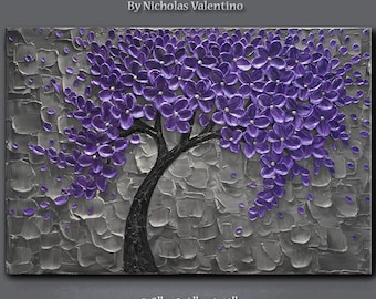 Purple tree painting | Etsy
