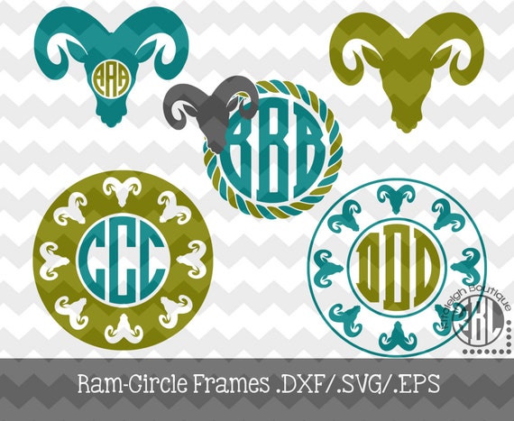 Ram Monogram Frames .DXF/.SVG/.EPS Files for use with your