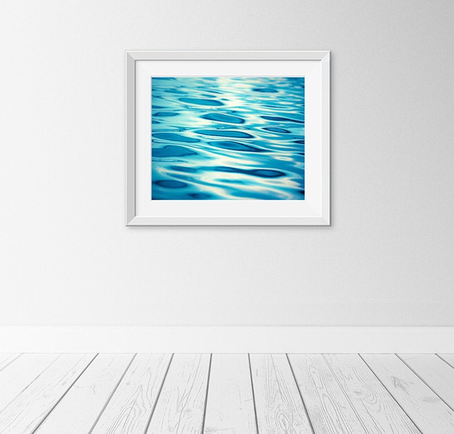 Water Photography ripples ocean sea print aqua blue abstract