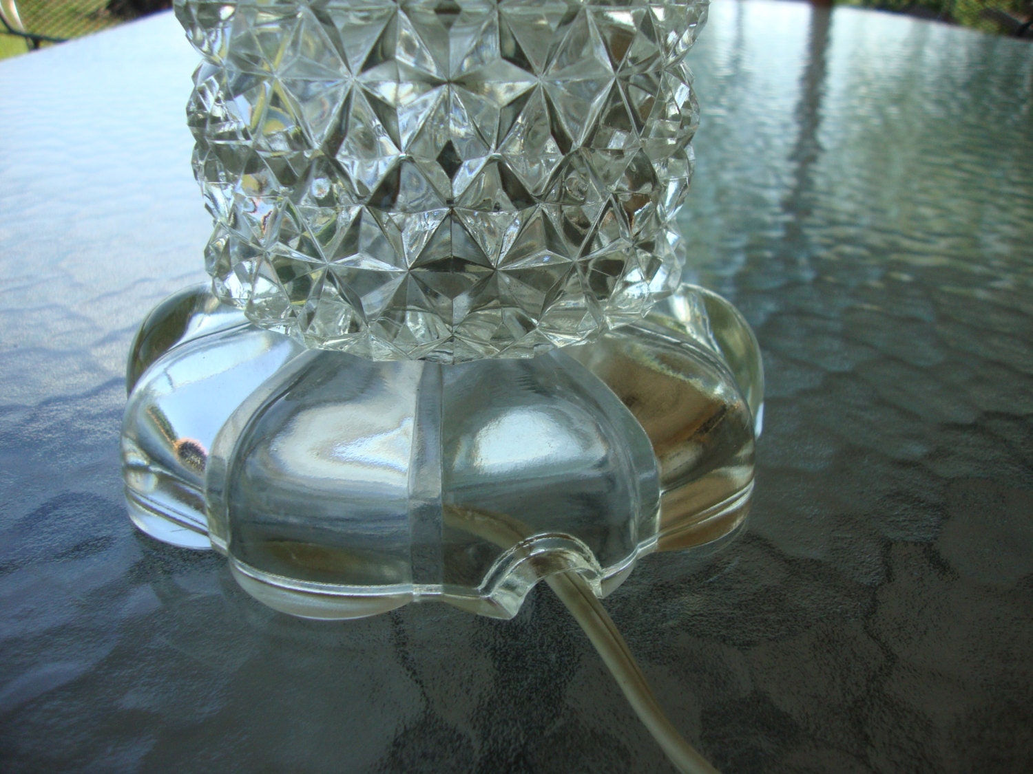 Vintage pressed glass lamp diamond point tall table lamp lamps