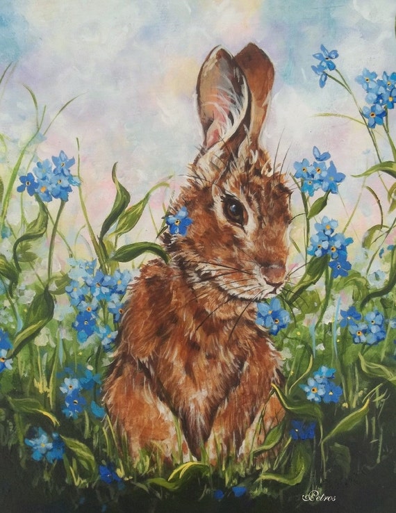 Easter rabbit painting bunny art canvas art bunny by RoyalRococo