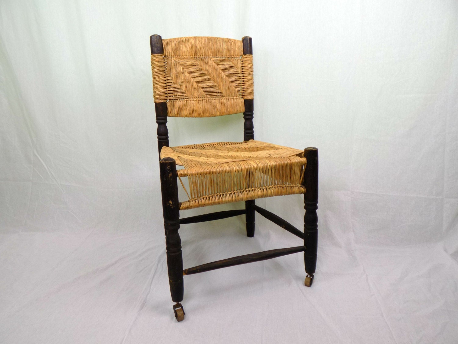 Antique Woven Rush Seat and Back Chair by 1littletreasureshop