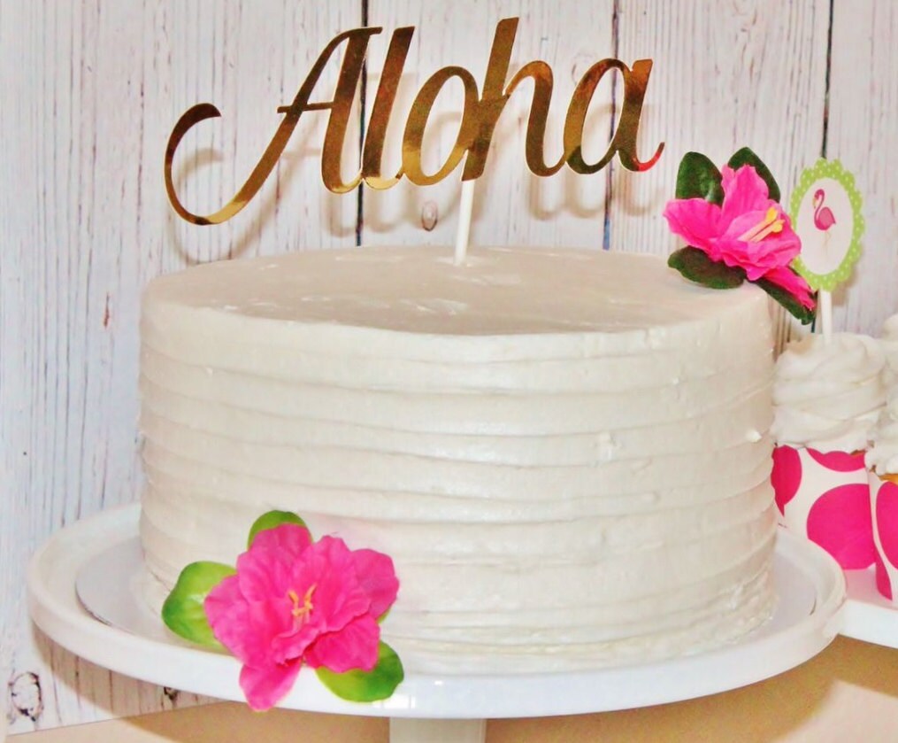 Aloha Cake Topper Gold Aloha Cake topper Shiny Gold by JoleeStudio