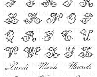 FRENCH ALPHABET STENCIL Large Letter A by RareVintagePatterns