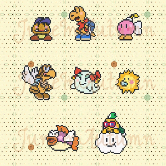 Paper Mario N64 Perler Partners Goombario Kooper Bombette