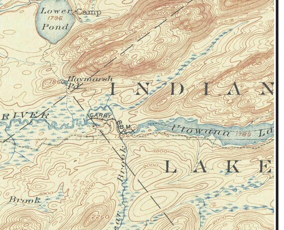Raquette Lake 1903 USGS Old Topographic map Reprint Custom
