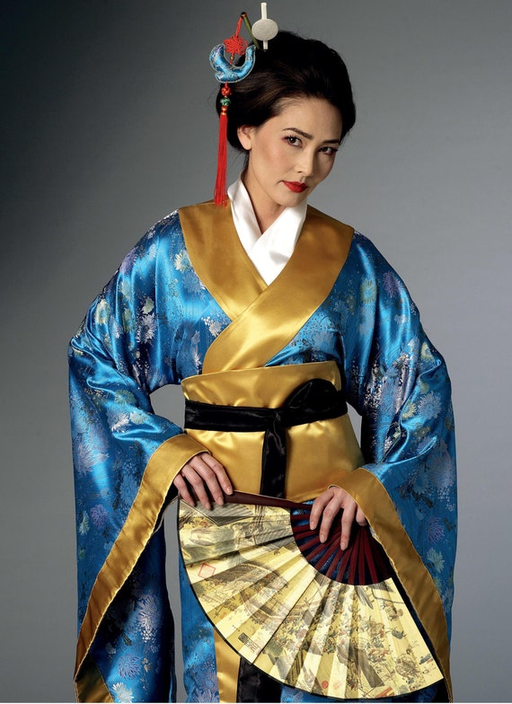 6267 Butterick Making History Geisha Kimono Wrap Dress Obi