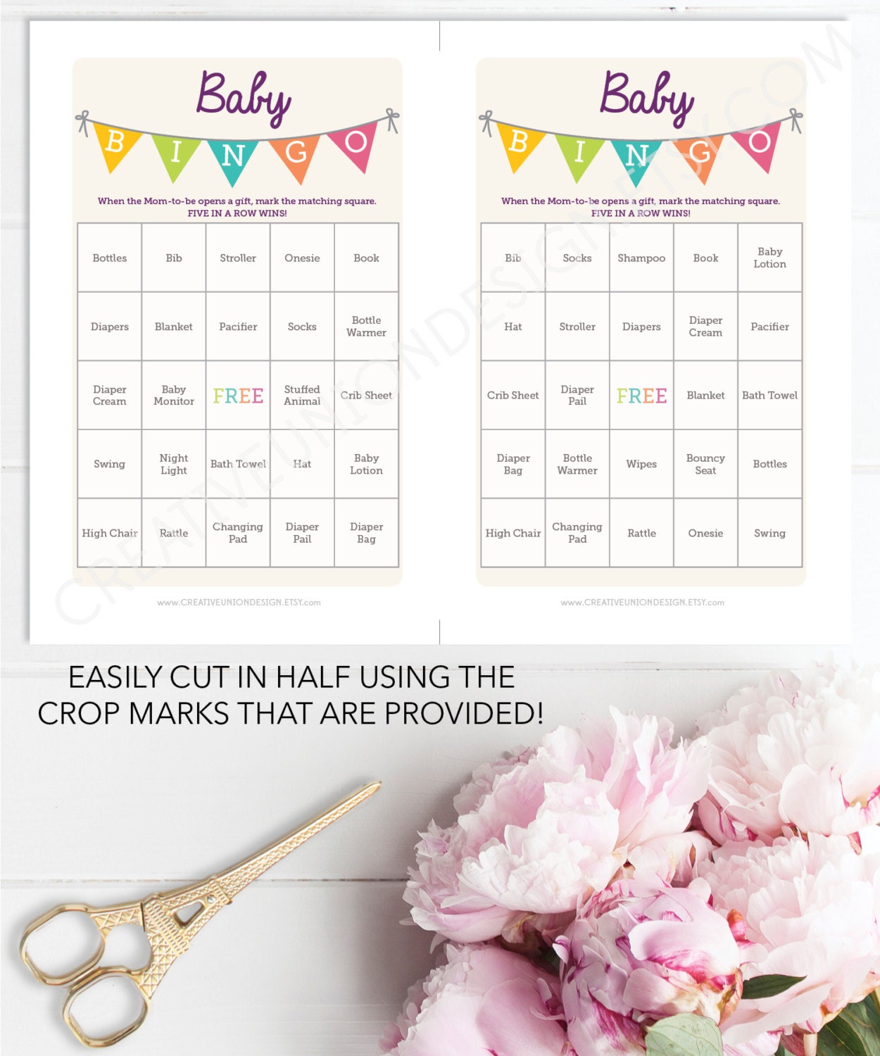 Baby Shower Bingo Game 50 Unique Game Sheets Bingo Baby