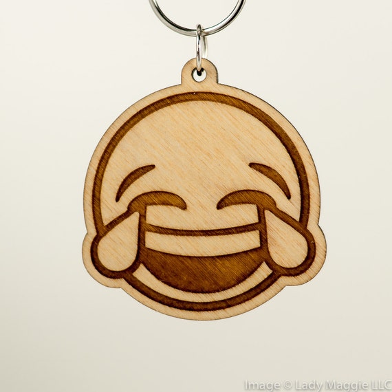Tears of Joy Emoji Keychain Crying and Laughing by LadyMaggies