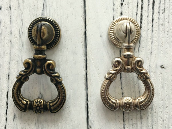 Drop Ring Knob Pull Antique Silver Bronze Dresser Knobs Drawer