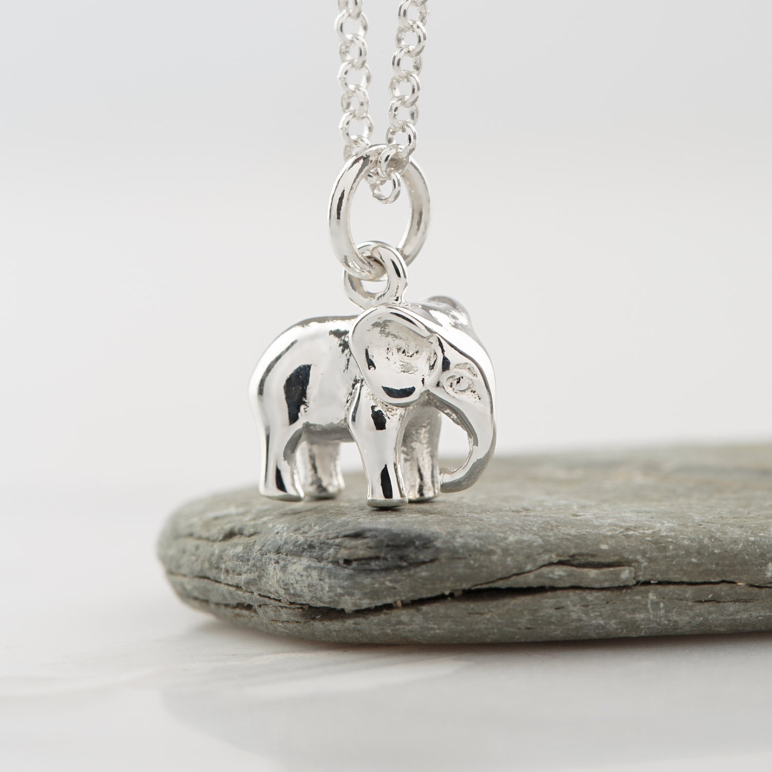 Sterling Silver Elephant Charm Necklace Good Luck Gift