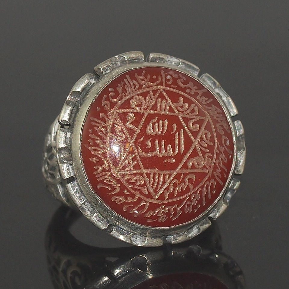 Islamic Talisman Ring Engraved Seal of by ZeynBoutiqueJewels