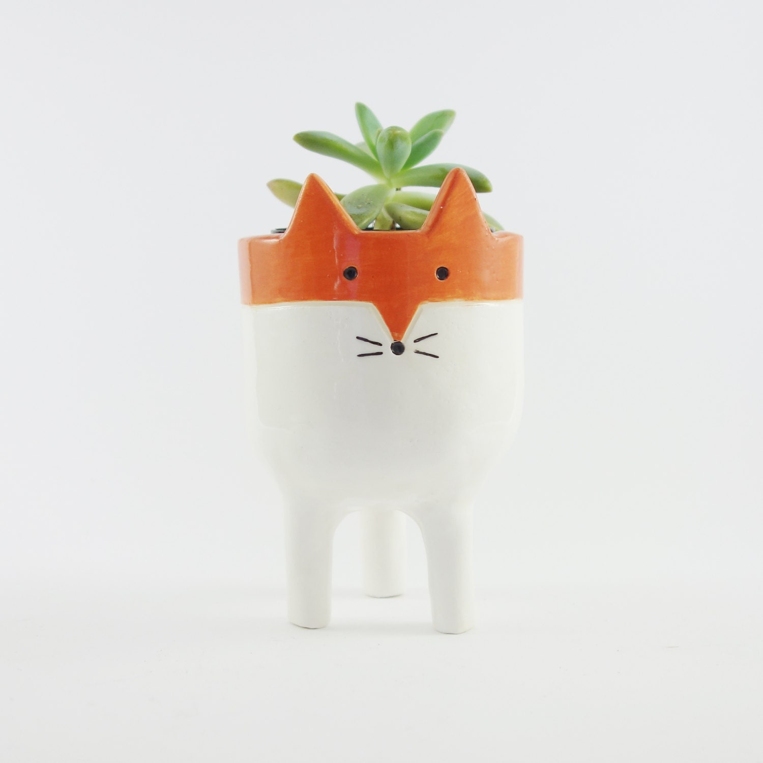 Little Tripod Fox Planter Fox Face Plant Pot Handmade